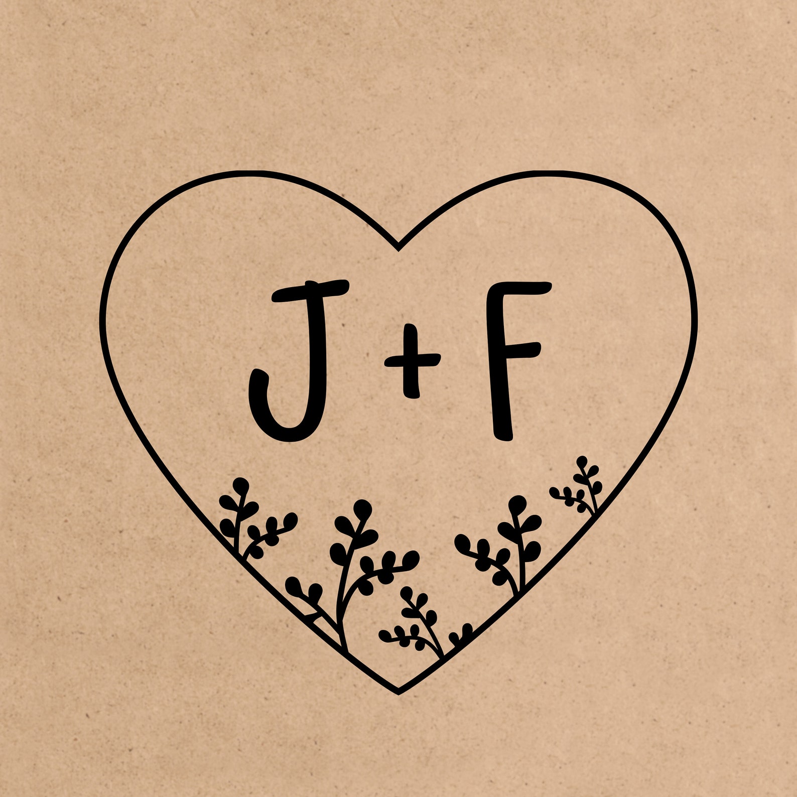 Rustic Wedding Logo Design With Heart and Initials, Country Wedding ...