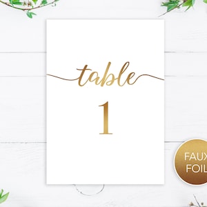 Gold Table Numbers, Printable Numbers Template for Wedding, Gold and ...