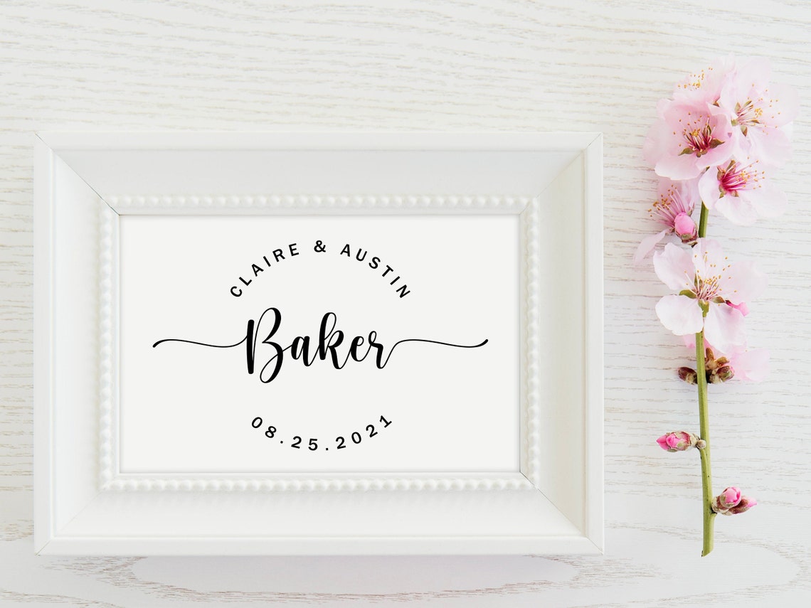 Wedding Logo Design With Last Name, Wedding Date, and Bride and Groom's ...