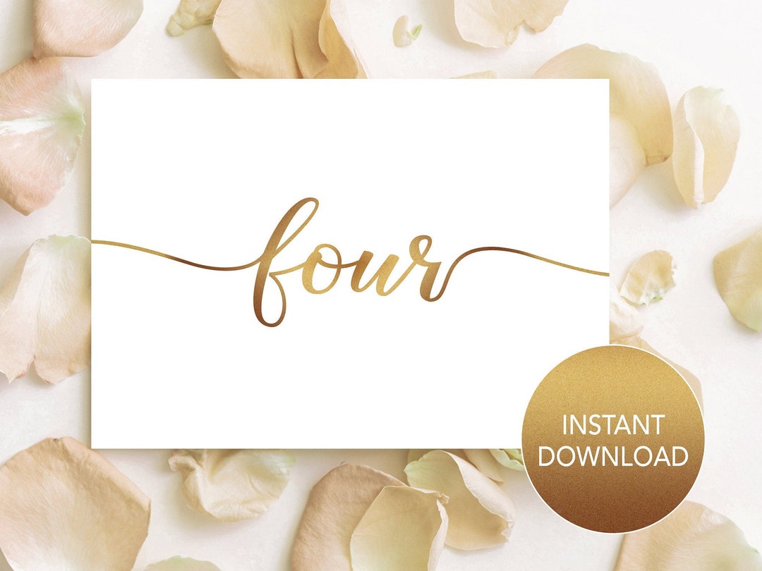 Gold Table Numbers, Printable Template for Wedding, Numbers 1-30, Sizes ...