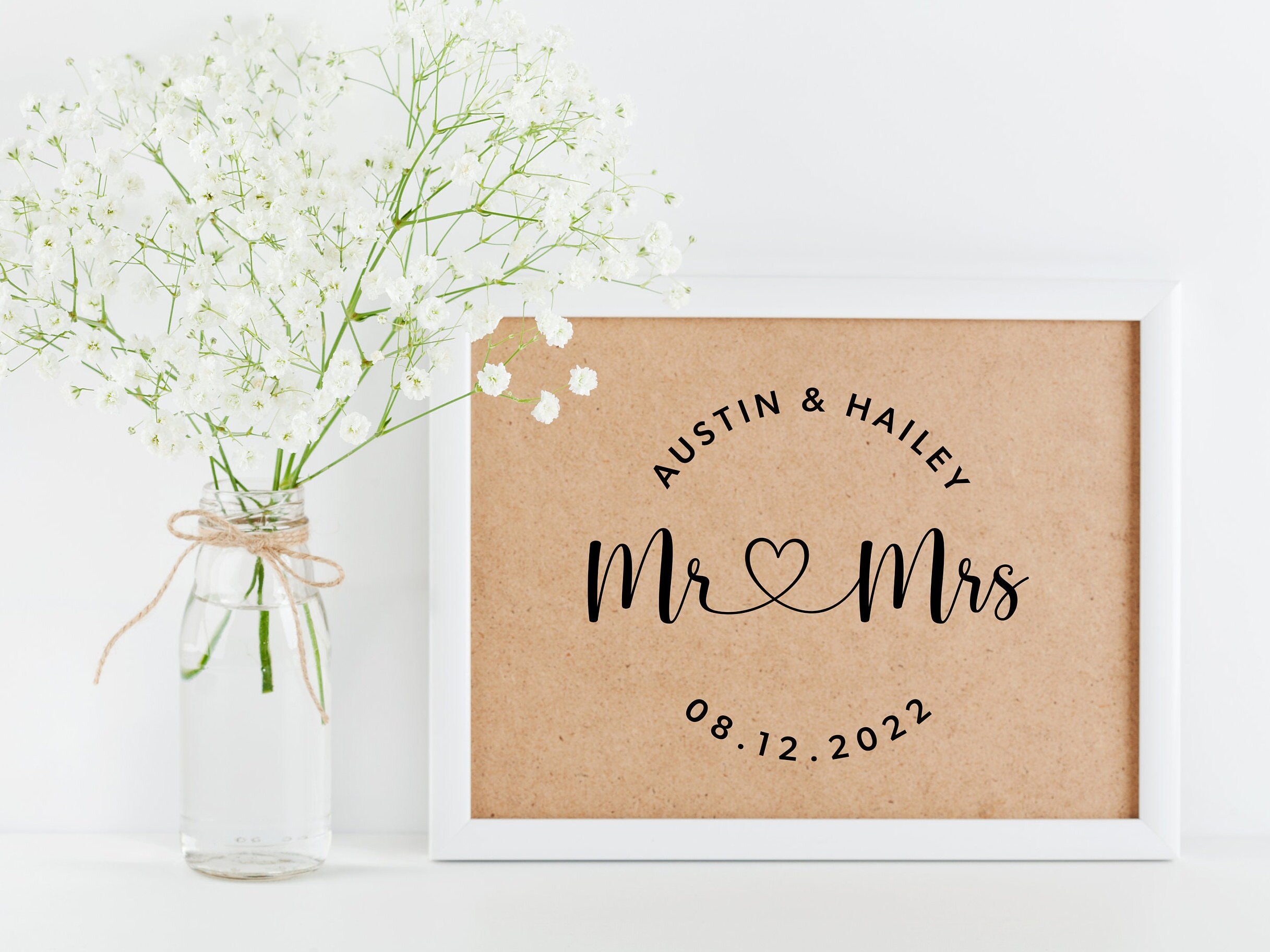 Wedding Logo Design With Bride and Groom's Names, Heart, Mr and Mrs ...