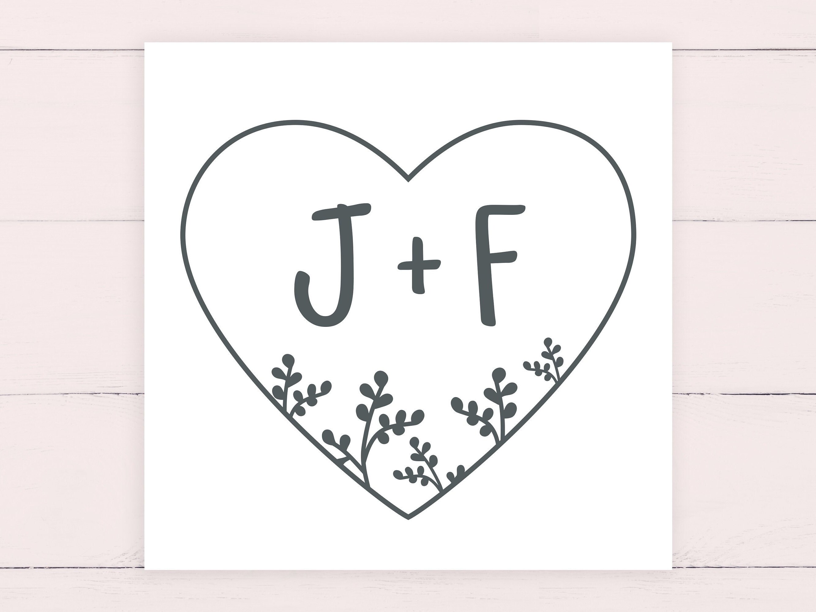 Rustic Wedding Logo Design With Heart and Initials, Country Wedding ...