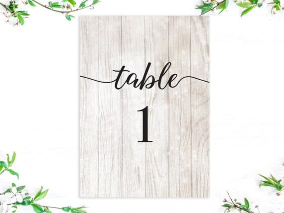 Rustic Table Numbers with Light Wood Texture Printable | Etsy