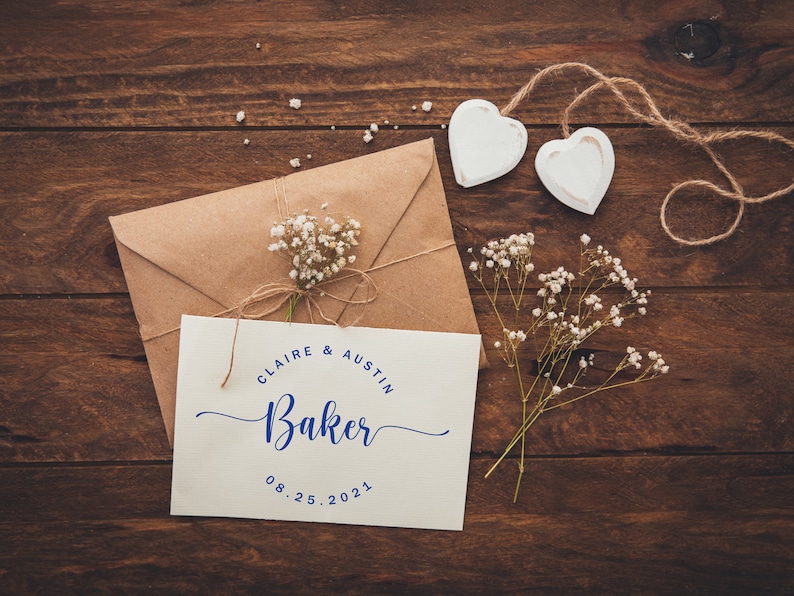 Wedding Logo Design With Last Name, Wedding Date, and Bride and Groom's ...