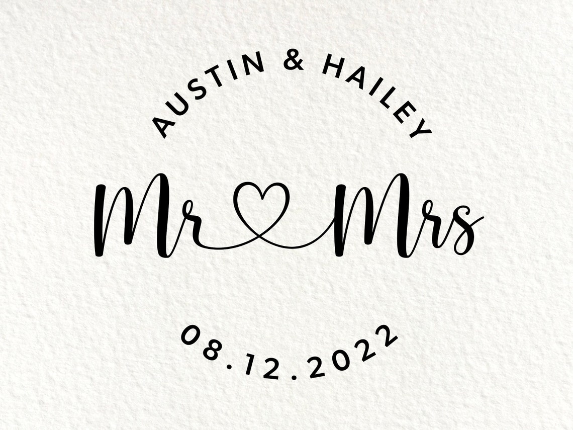 Wedding Logo Design With Bride and Groom's Names Heart - Etsy
