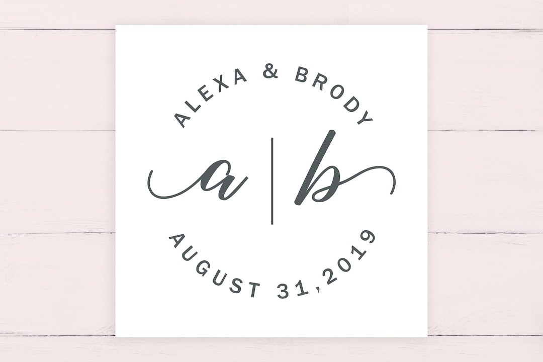 Wedding Logo Design With Bride and Groom's Names, Initials and Wedding ...