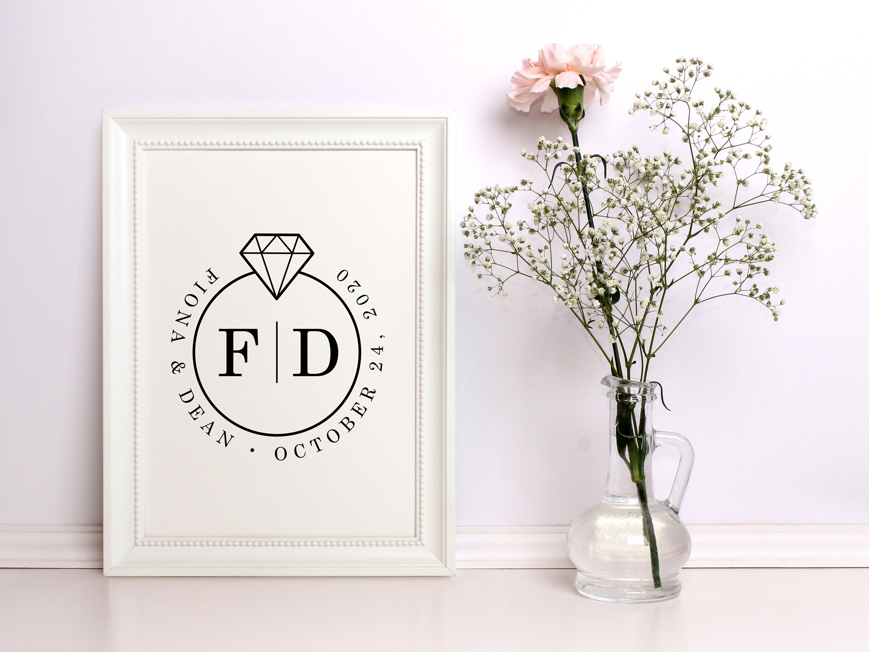 Wedding Logo Design with Diamond Ring Bride and Groom's | Etsy