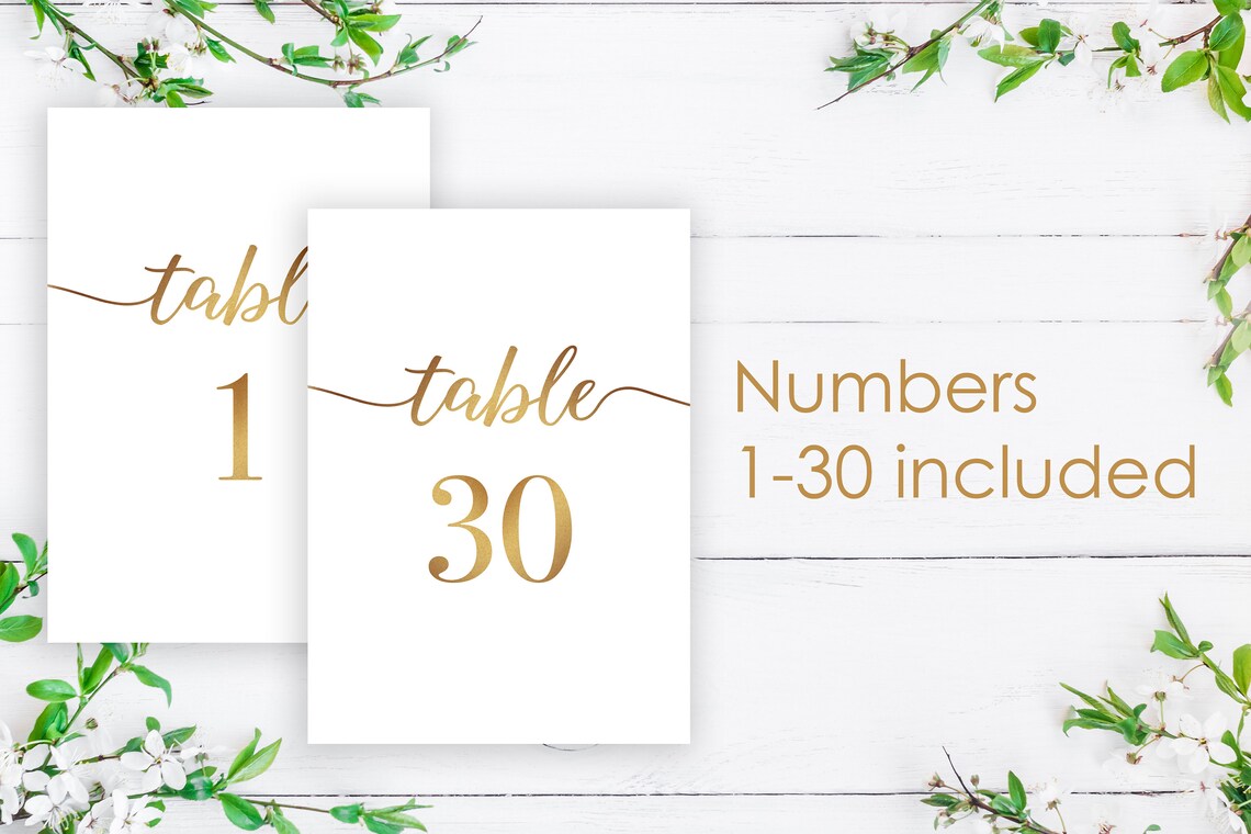 Gold Table Numbers Printable Numbers Template for Wedding - Etsy Canada