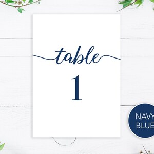Navy Blue Table Numbers, Printable Numbers Template for Wedding ...