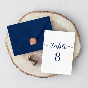 Navy Blue Table Numbers, Printable Numbers Template for Wedding ...
