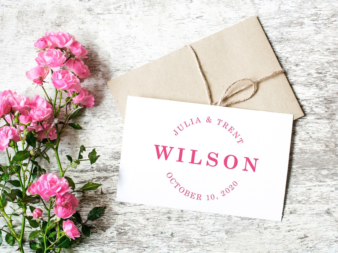 Wedding Logo Design With Last Name, Wedding Date, and Bride and Groom's ...