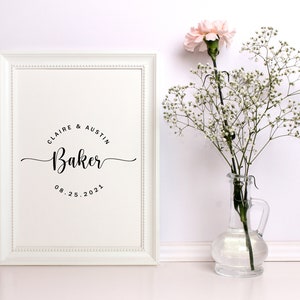 Wedding Logo Design With Last Name, Wedding Date, and Bride and Groom's ...