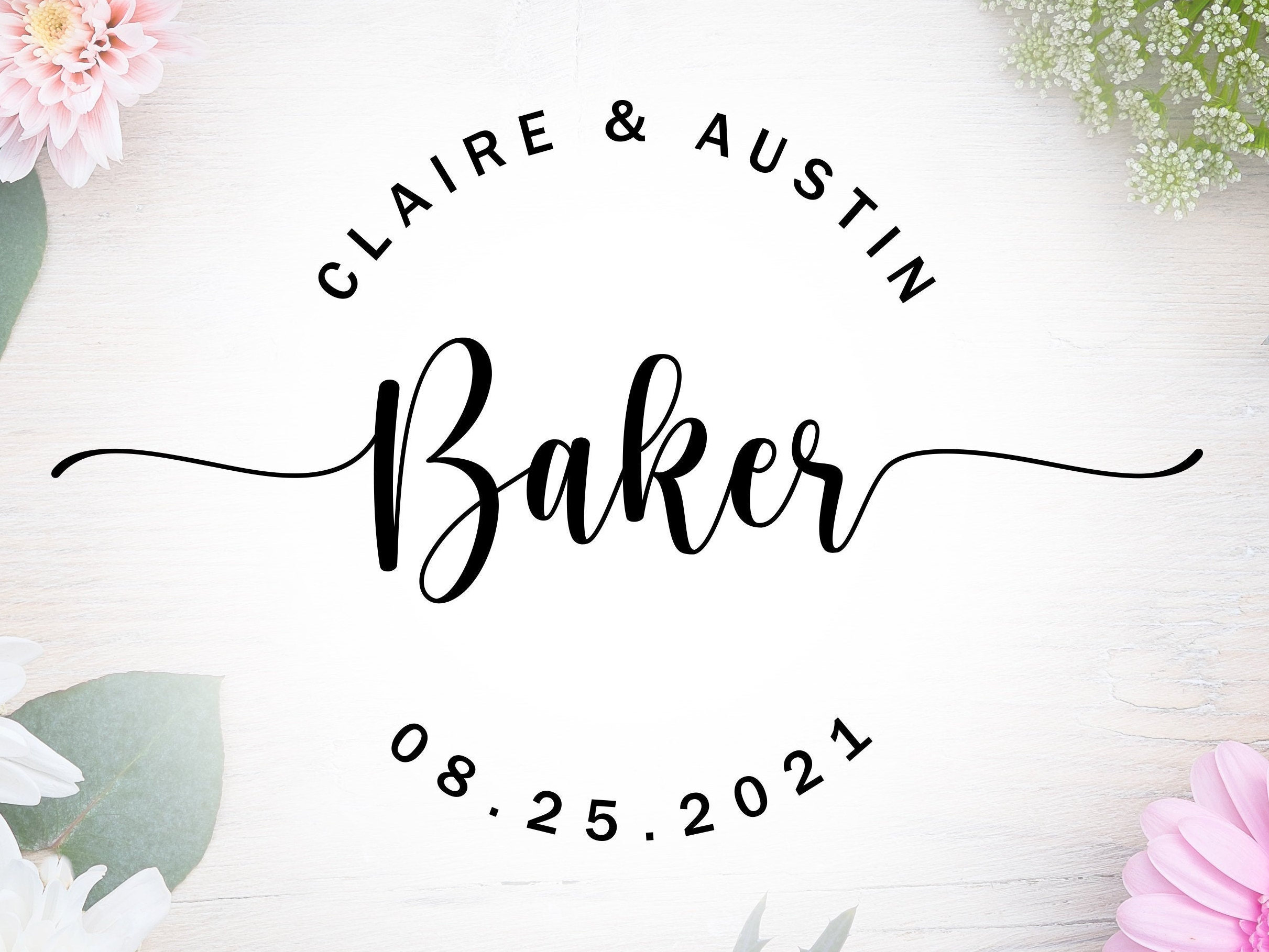 Wedding Logo Design With Last Name, Wedding Date, and Bride and Groom's ...