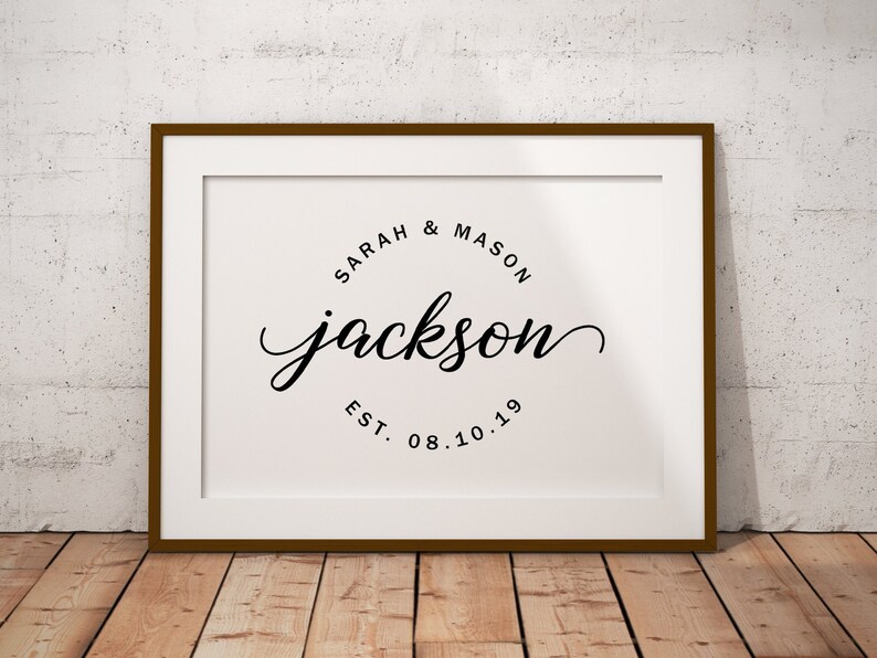 Wedding Logo Design With Last Name, Established Date, and Bride and ...