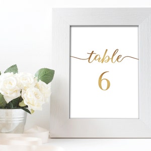 Gold Table Numbers, Printable Numbers Template for Wedding, Gold and ...