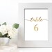 Gold Table Numbers, Printable Numbers Template for Wedding, Gold and ...