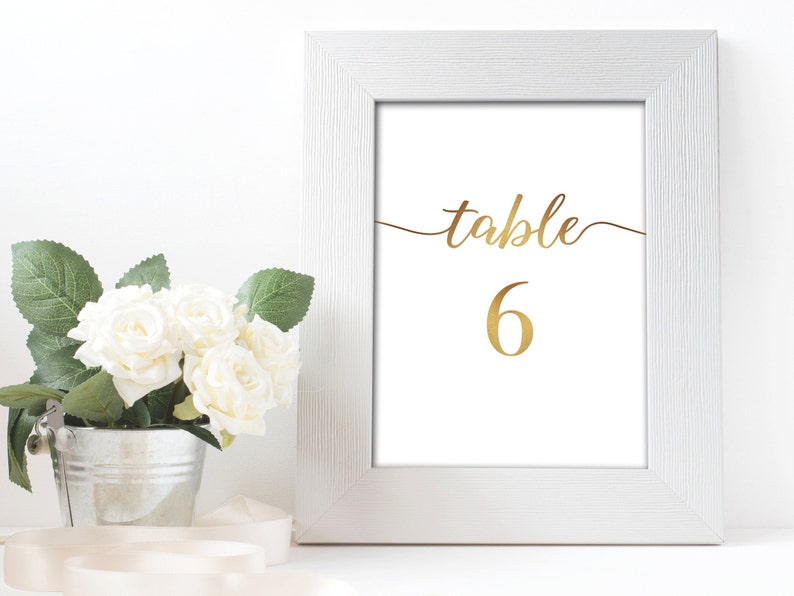 Gold Table Numbers, Printable Numbers Template for Wedding, Gold and ...