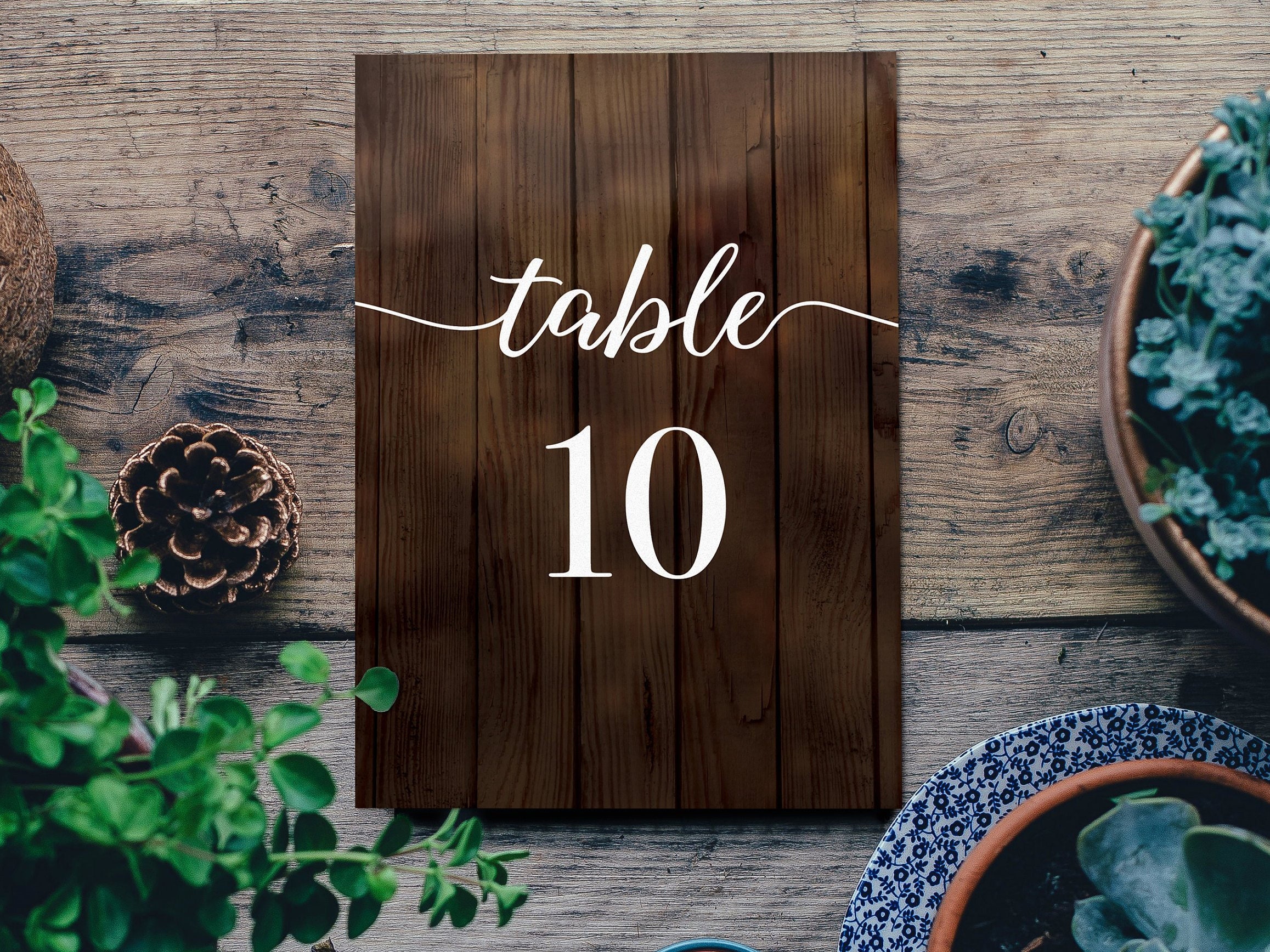 Rustic Table Numbers With Wood Texture, Printable Template for Wedding ...