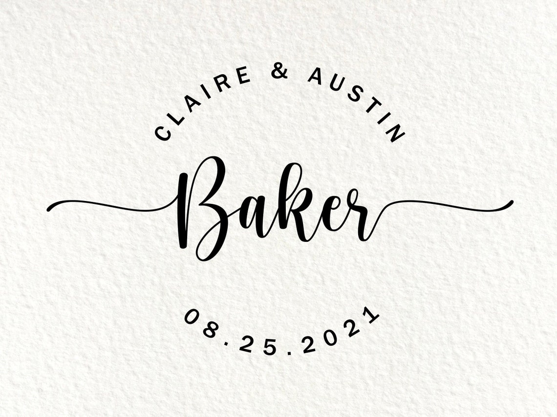 Wedding Logo Design With Last Name, Wedding Date, and Bride and Groom's ...