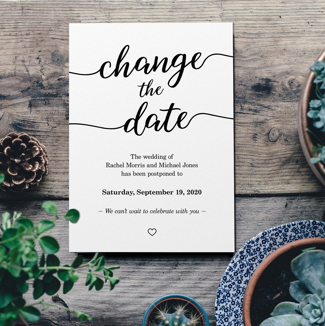 Change the Date Wedding Postponement Card for Email or Printing ...