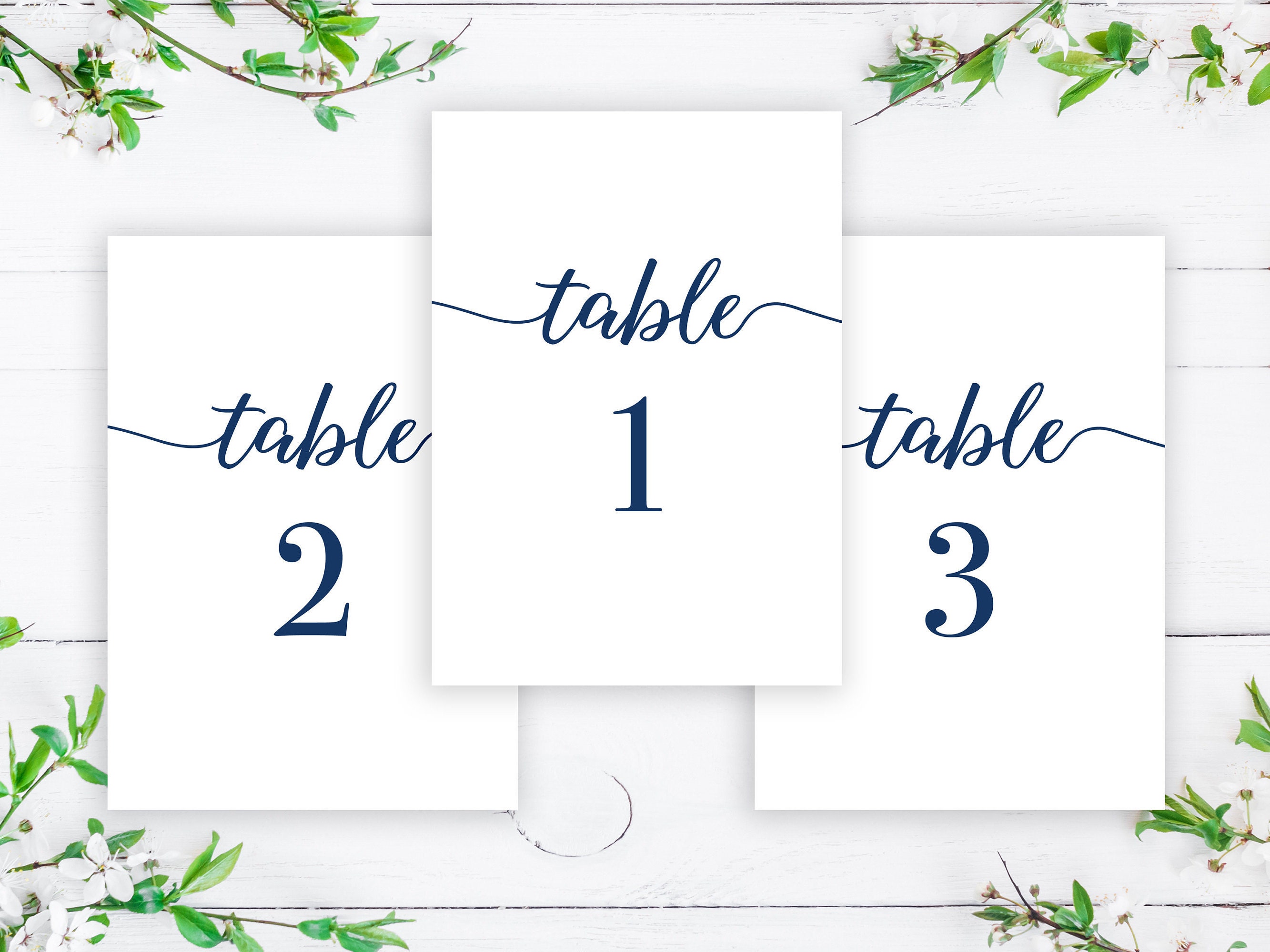 Navy Blue Table Numbers, Printable Numbers Template for Wedding ...