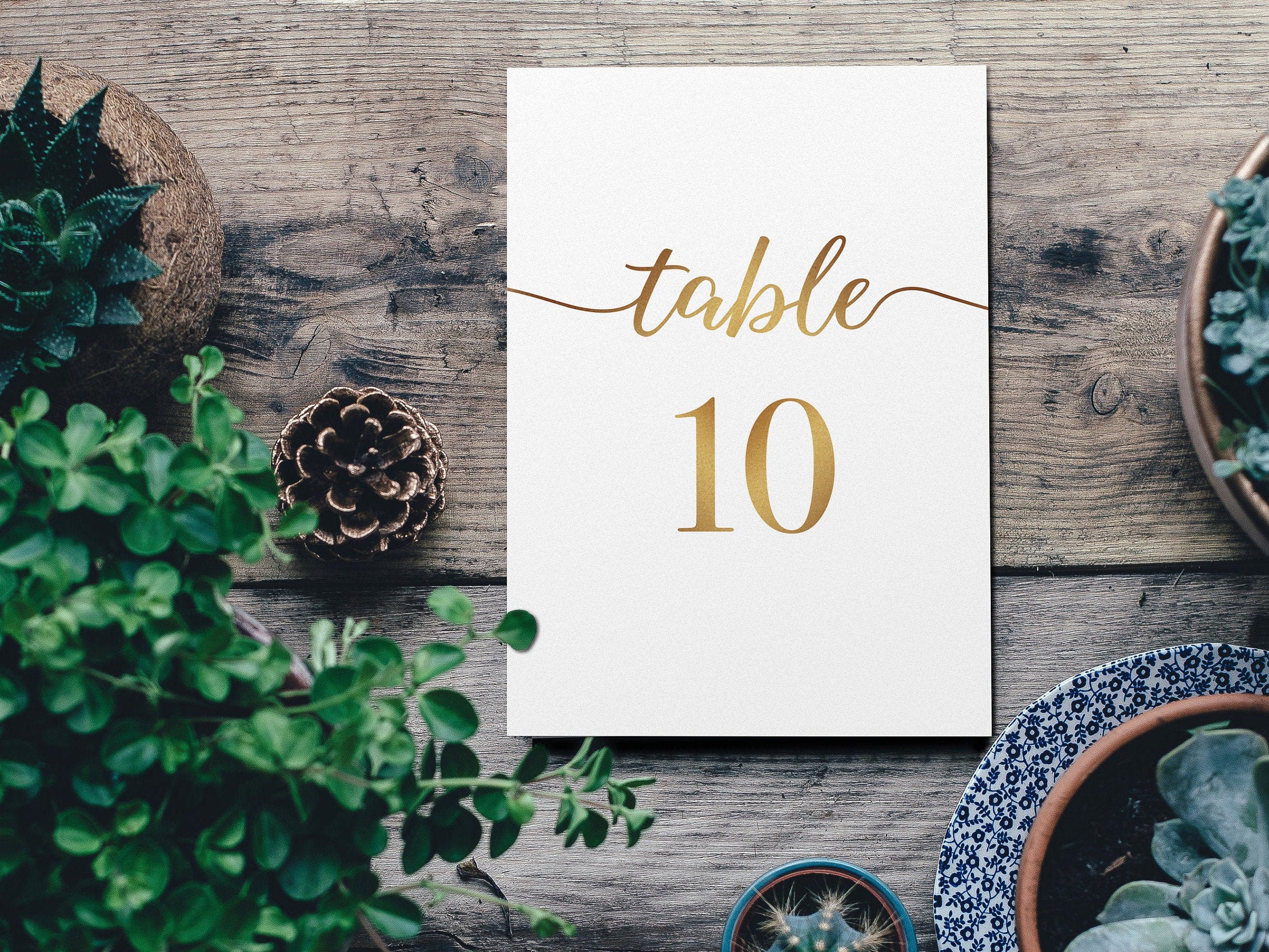 Gold Table Numbers, Printable Numbers Template for Wedding, Gold and ...