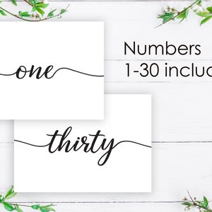 Table Numbers, Printable Template for Wedding, Numbers 1-30, Sizes 6x4 ...