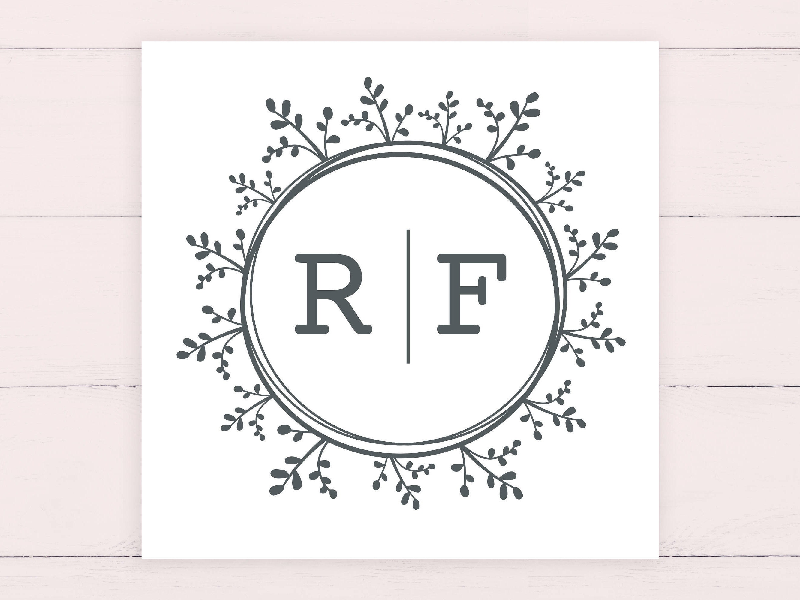 Rustic Wedding Logo Design, Monogram Crest, Wreath Wedding Logo ...