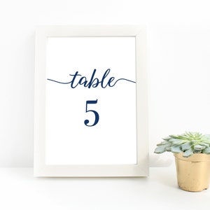 Navy Blue Table Numbers, Printable Numbers Template for Wedding ...