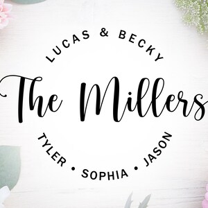 Family Name Logo With Last Name, Parent's First Names, and Kid's Names ...