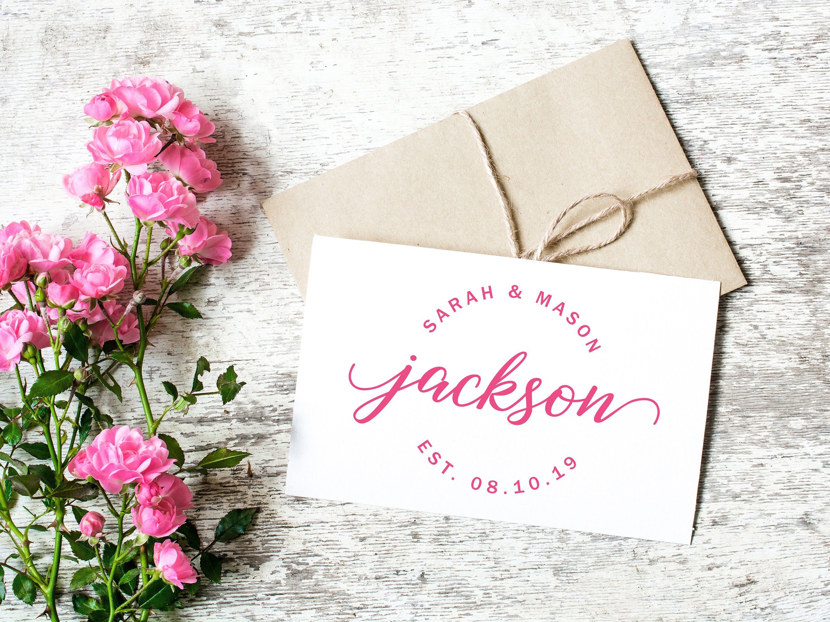 Wedding Logo Design With Last Name, Established Date, and Bride and ...