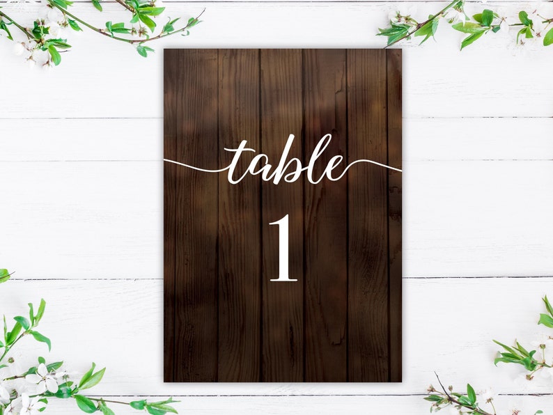 Rustic Table Numbers With Wood Texture, Printable Template for Wedding ...