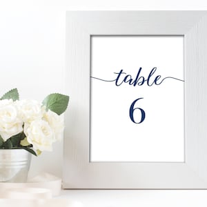Navy Blue Table Numbers, Printable Numbers Template for Wedding ...