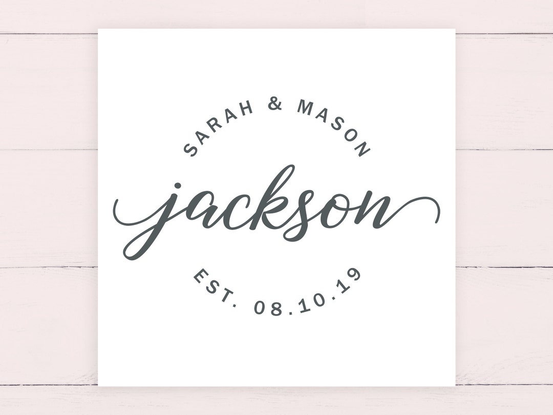 Wedding Logo Design With Last Name, Established Date, and Bride and ...