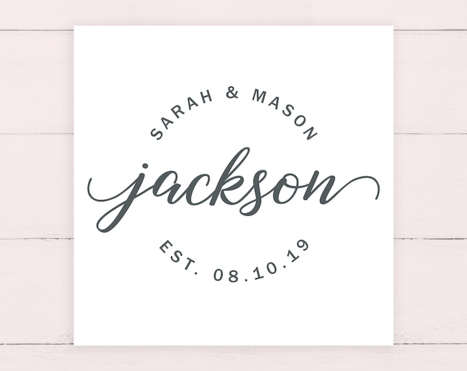 Wedding Logo Design With Last Name, Established Date, and Bride and ...