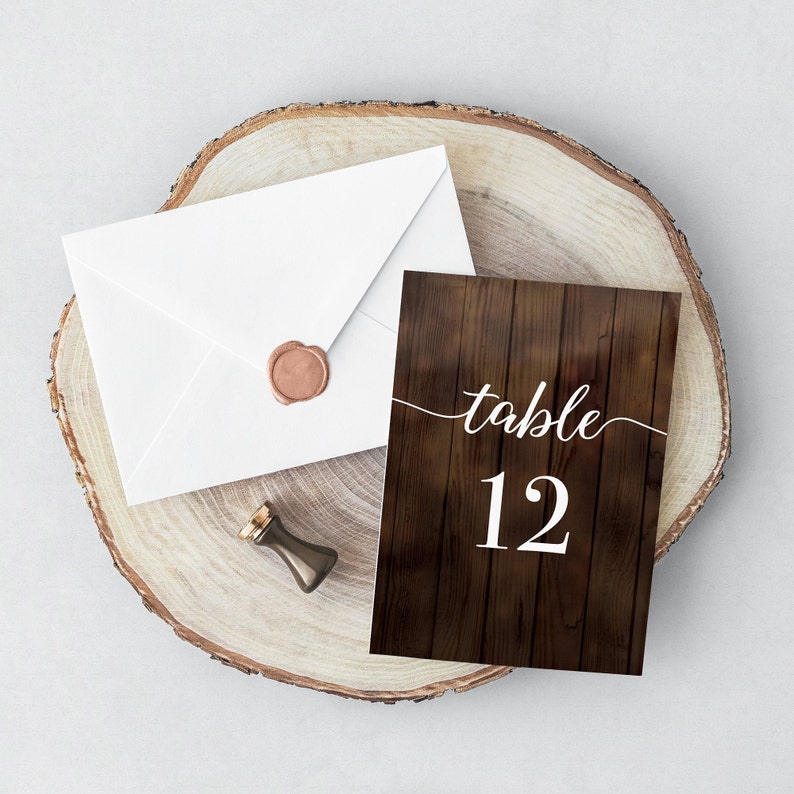 Rustic Table Numbers With Wood Texture, Printable Template for Wedding ...