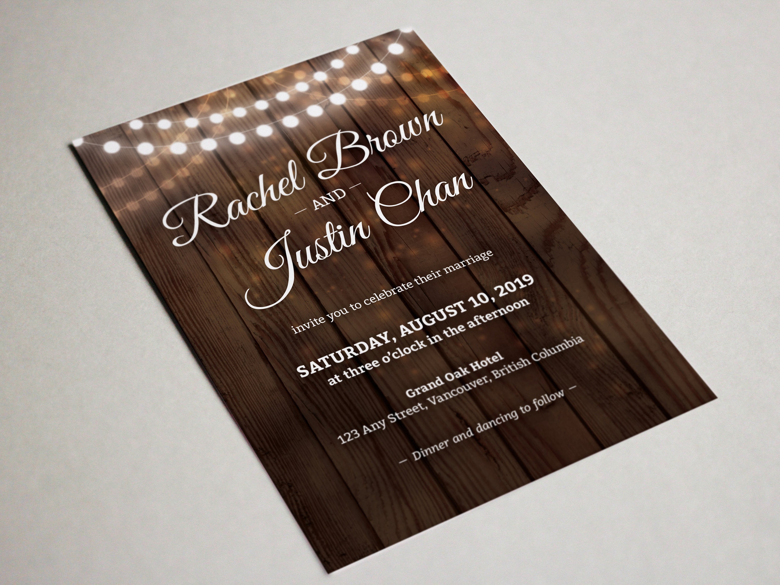 Rustic Wedding Invitation Template, Country Wood Barn Wedding Invites ...