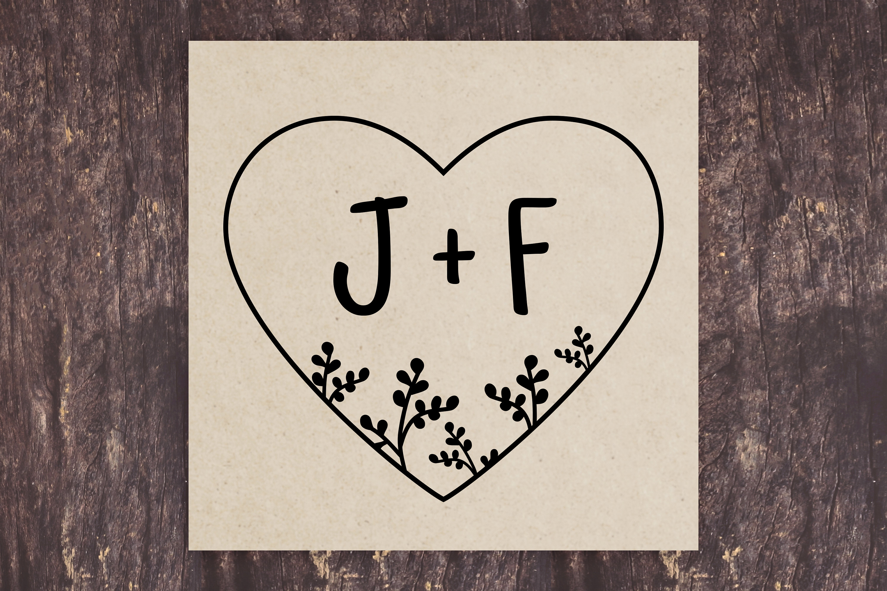 Rustic Wedding Logo Design With Heart and Initials, Country Wedding ...