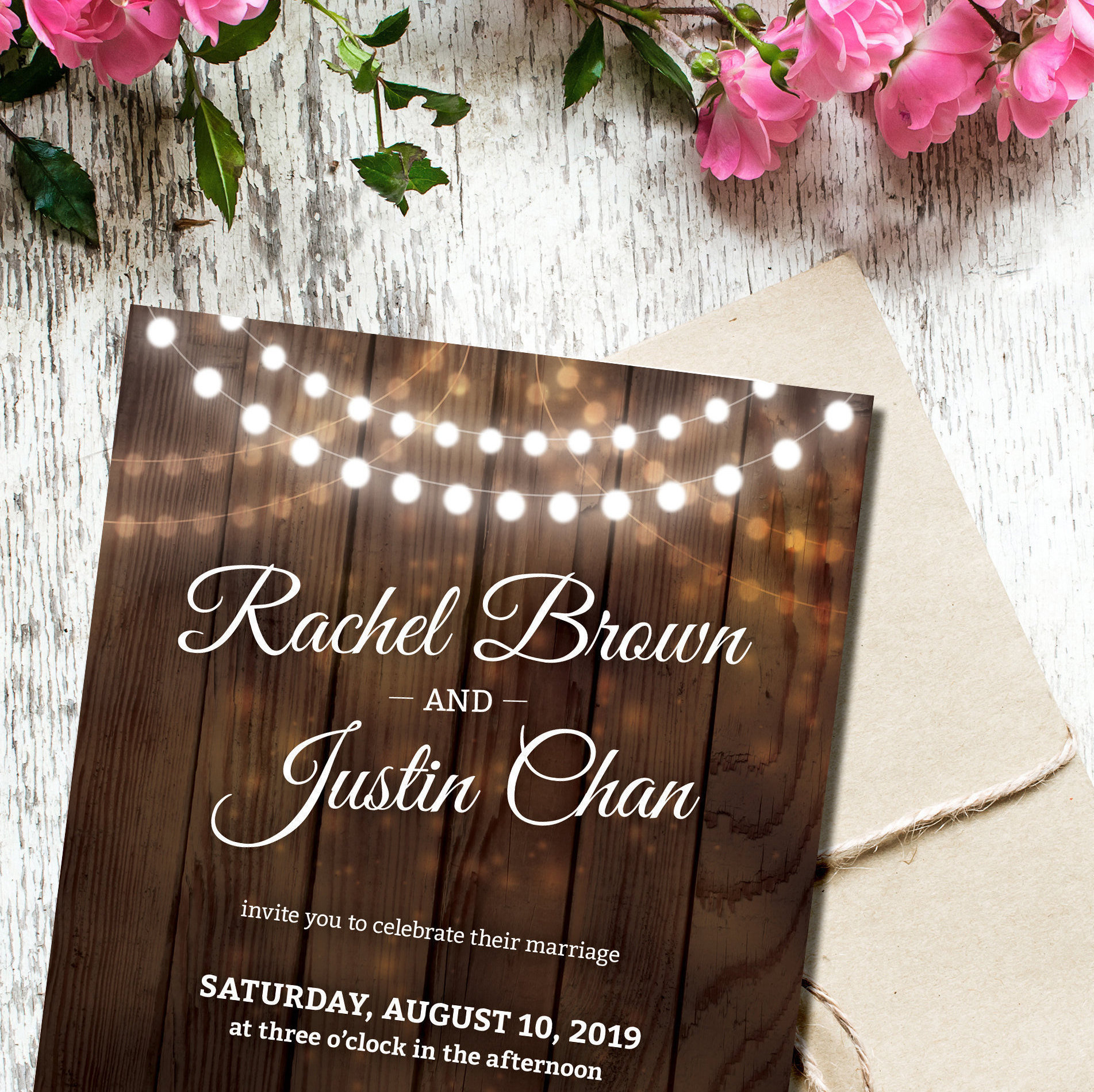 Rustic Wedding Invitation Template, Country Wood Barn Wedding Invites ...