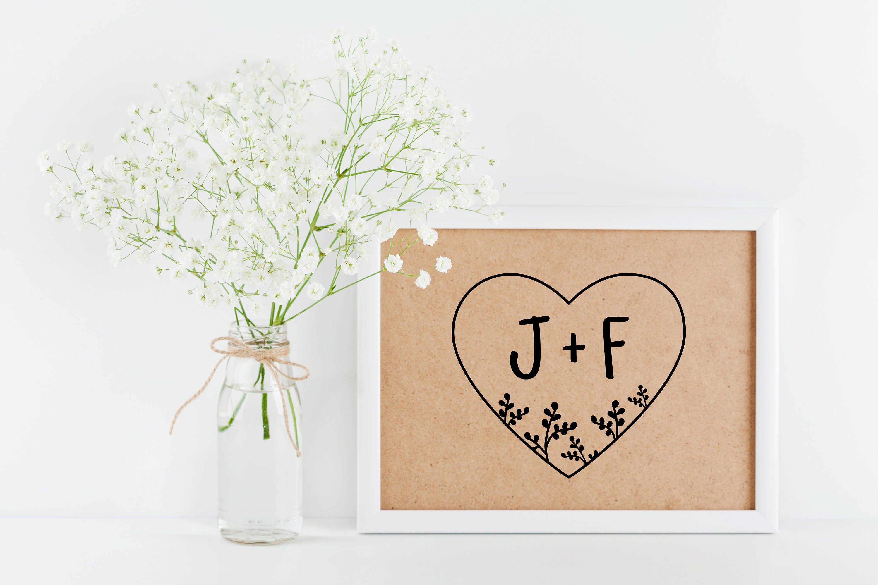 Rustic Wedding Logo Design With Heart and Initials, Country Wedding ...