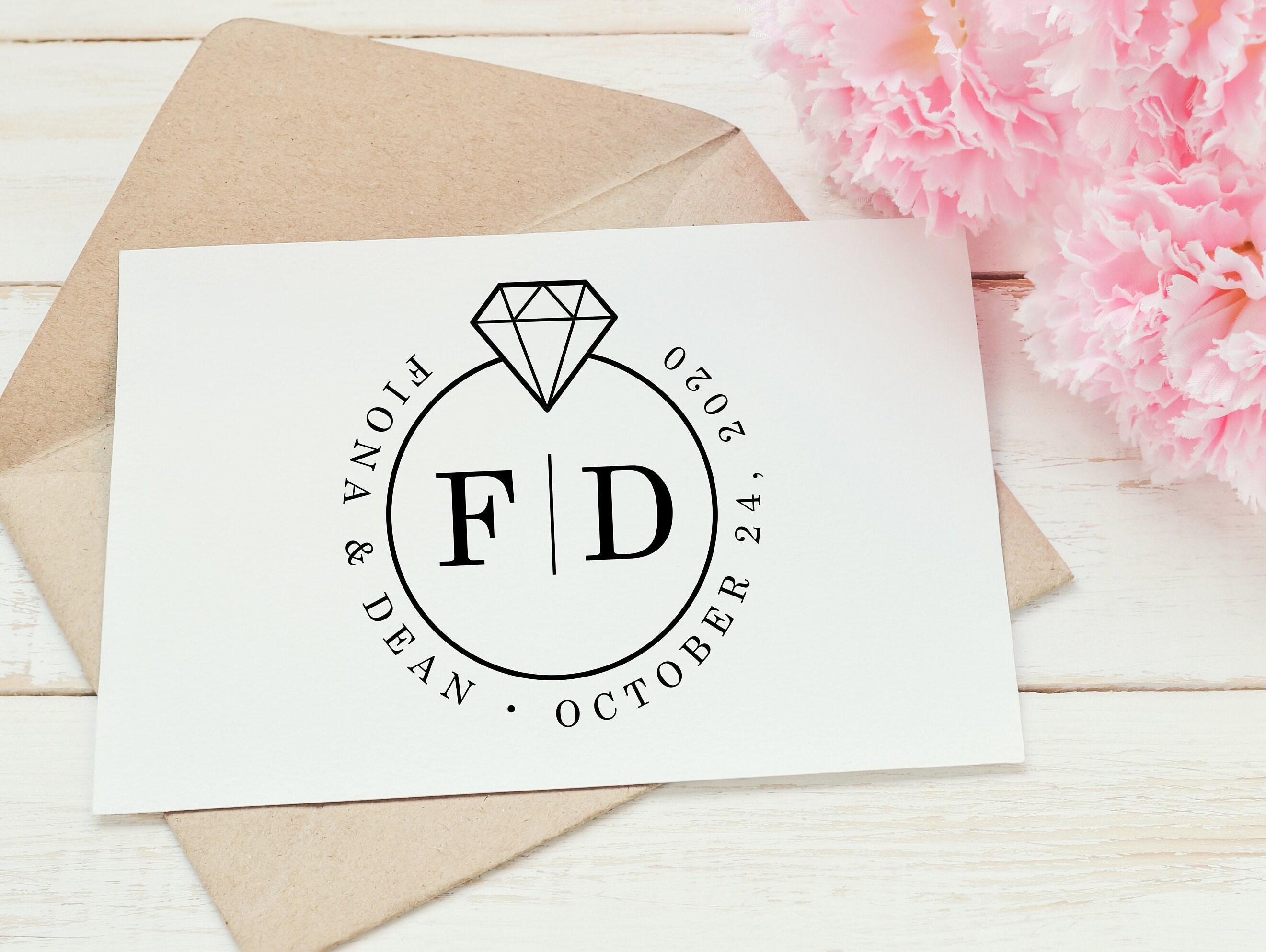 Wedding Logo Design with Diamond Ring Bride and Groom's | Etsy