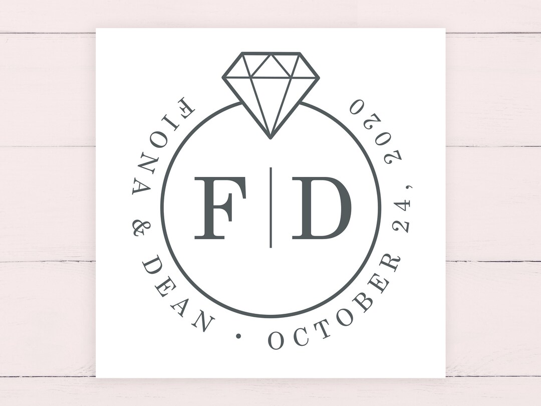 Wedding Logo Design With Diamond Ring, Bride and Groom's Initials ...