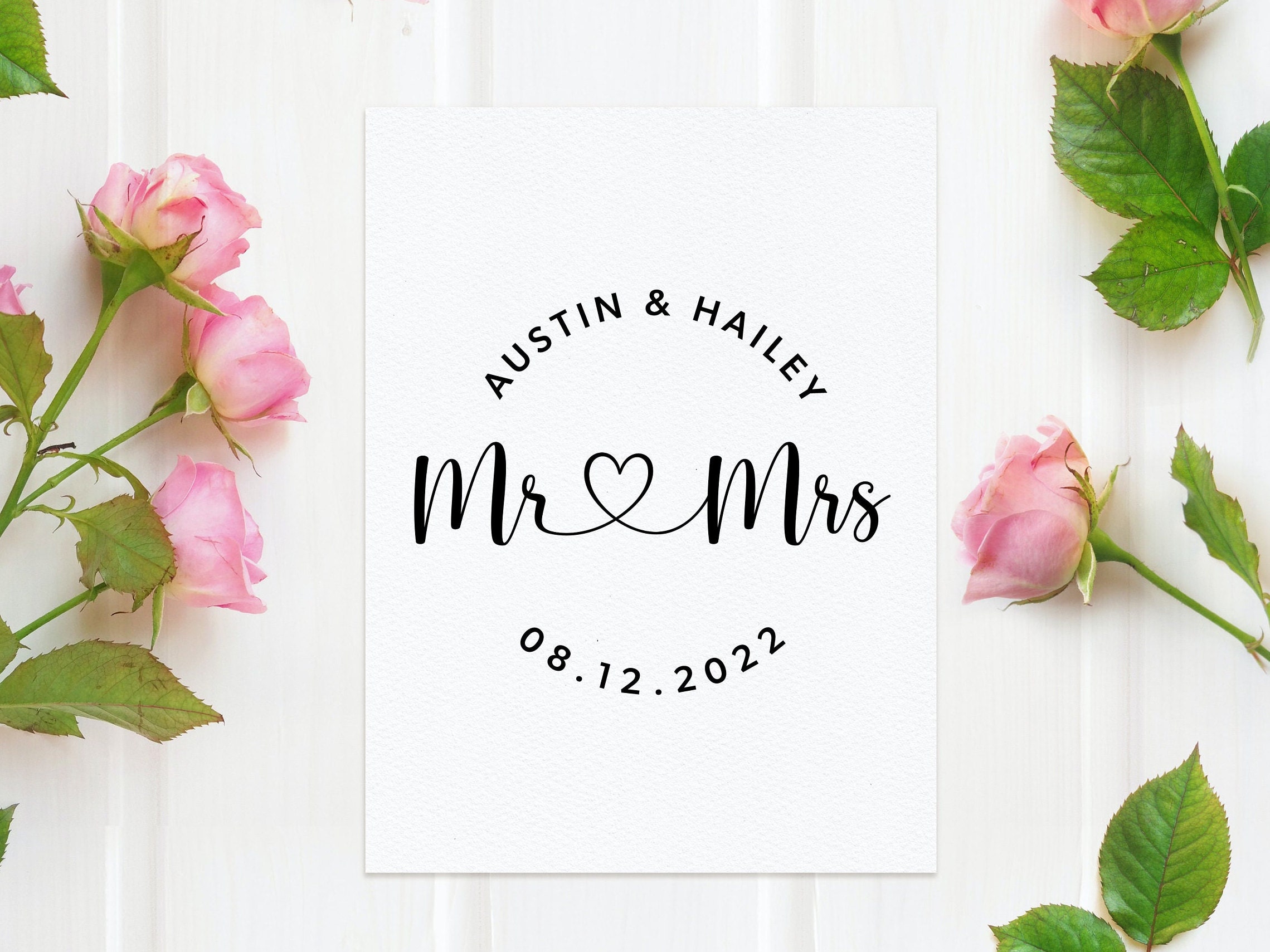 Wedding Logo Design With Bride and Groom's Names Heart - Etsy