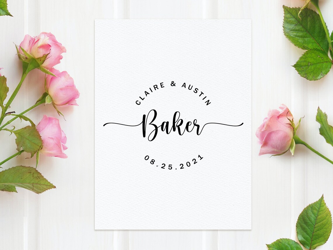 Wedding Logo Design With Last Name, Wedding Date, and Bride and Groom's ...