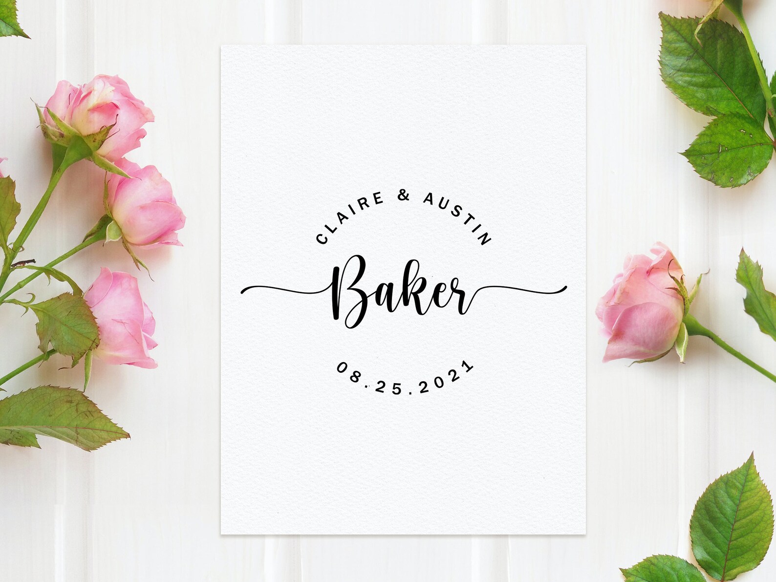 Wedding Logo Design With Last Name, Wedding Date, and Bride and Groom's ...