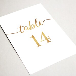 Gold Table Numbers, Printable Numbers Template for Wedding, Gold and ...