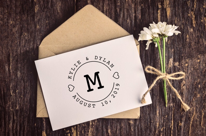 Wedding Monogram Logo With Last Name Initial, Bride and Groom's Names ...