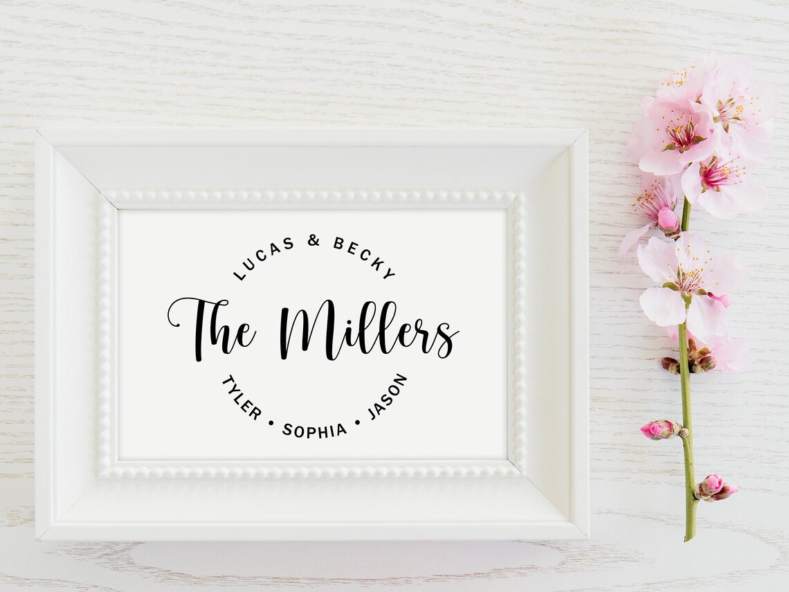 Family Name Logo With Last Name, Parent's First Names, and Kid's Names ...