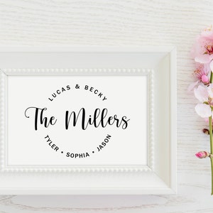 Family Name Logo With Last Name, Parent's First Names, and Kid's Names ...