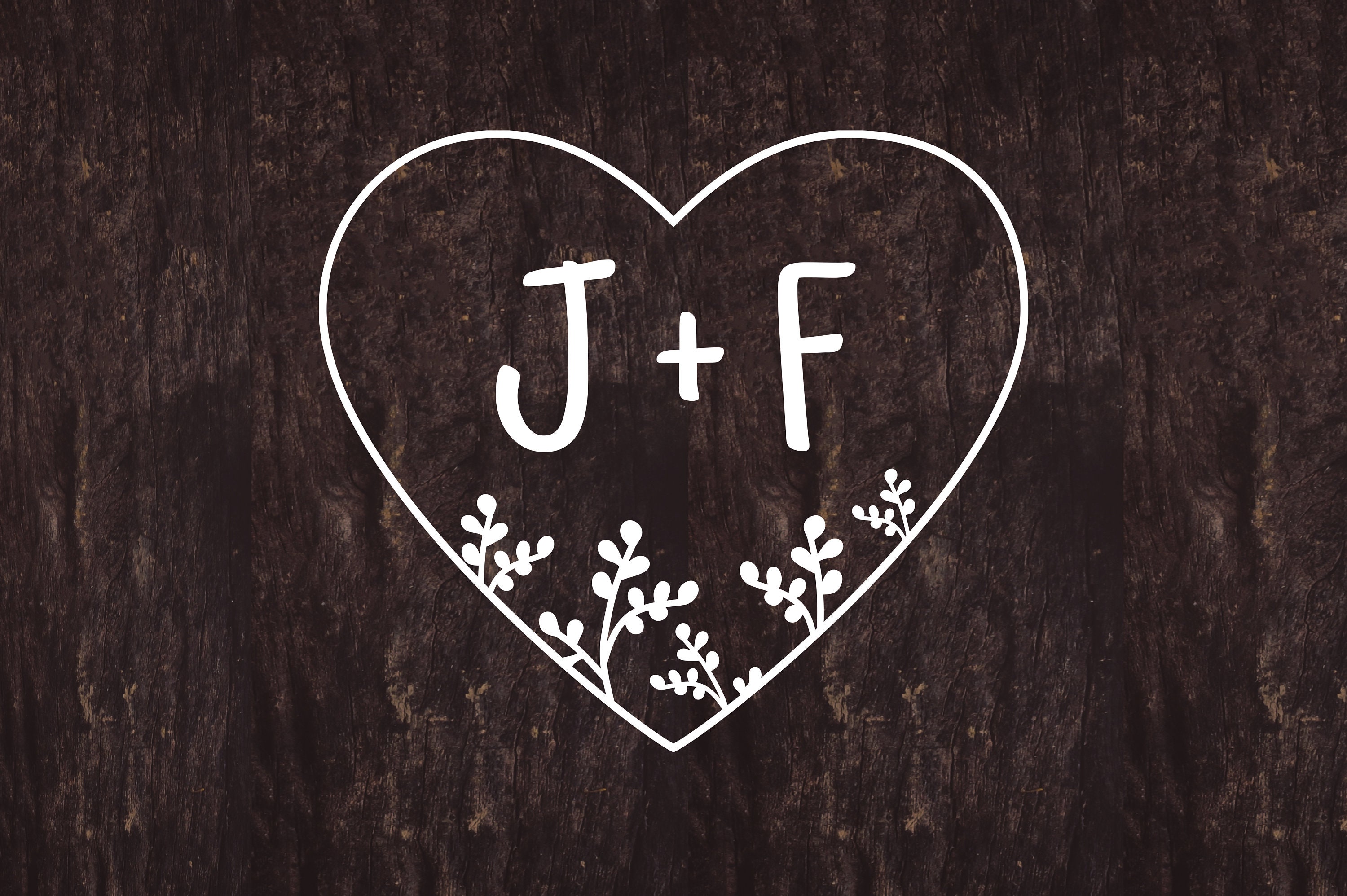 Rustic Wedding Logo Design With Heart and Initials, Country Wedding ...